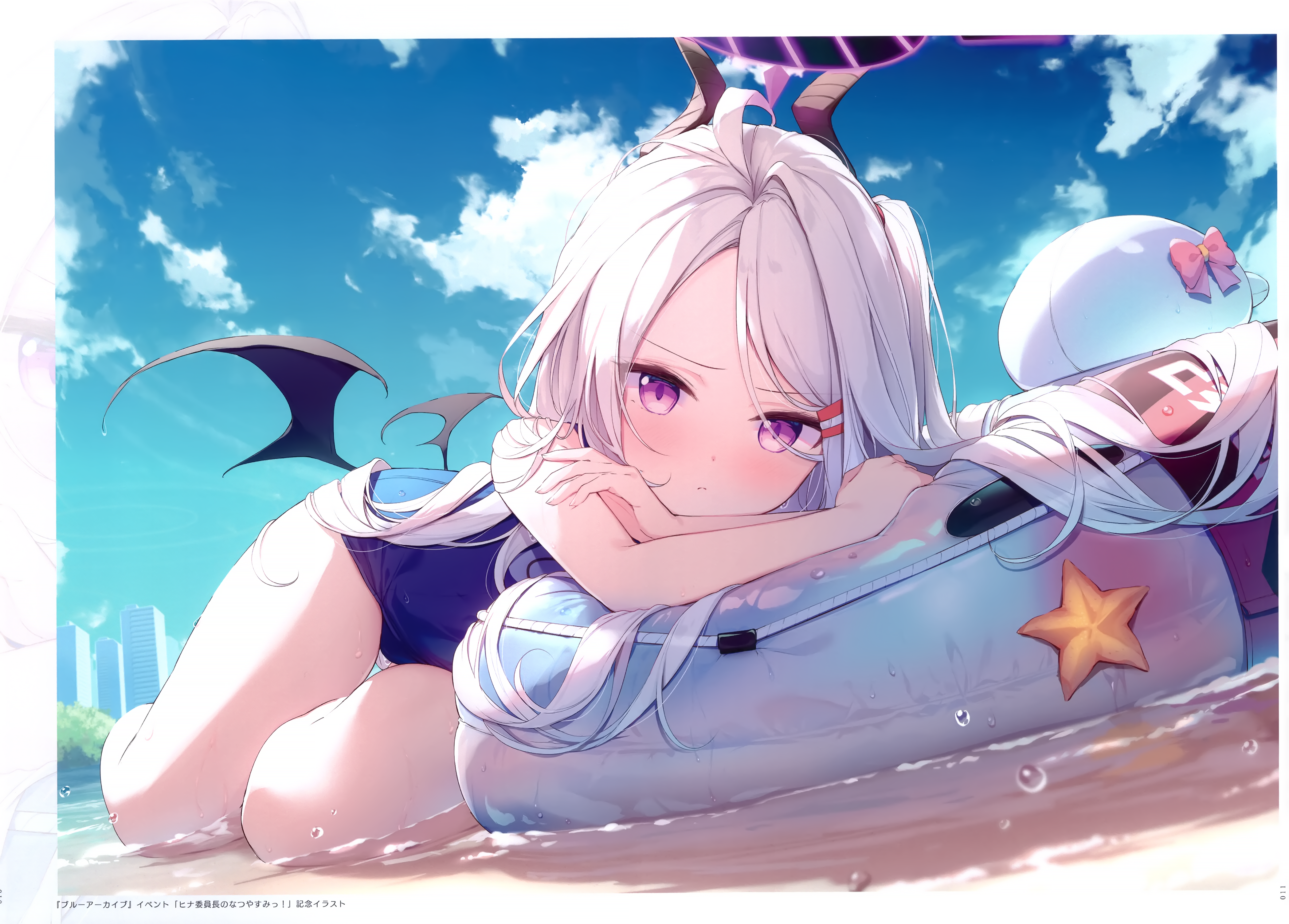 nijihashi sora blue archive sorasaki hina devil halo horns loli school swimsuit swimsuits wings ...